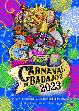 Cartel del Carnaval de Badajoz 2023 - Ayuntamiento de Badajoz
