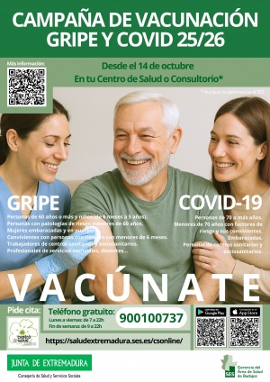 Campaña Vacunación Gripe y Covid 2025/2026 - Ayuntamiento de Badajoz